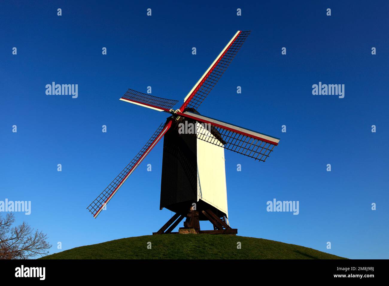 The Bonne Chiere wooden stilt windmill, Bruges City, West Flanders ...