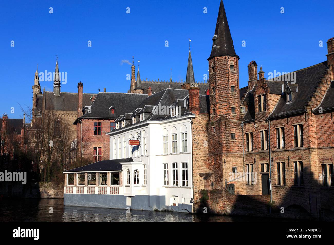 River Dijver and the Belfort, Rozenhoedkaai area, Bruges City, West ...