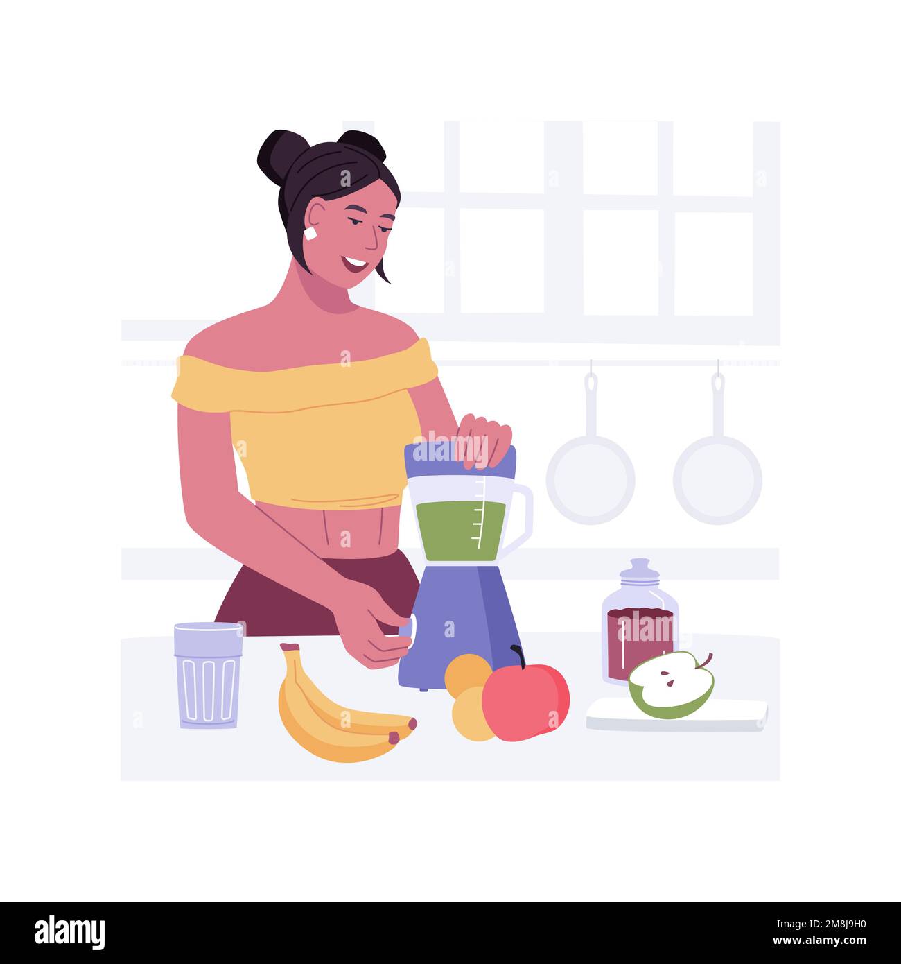 Making a smoothie isolated cartoon vector illustrations. Smiling girl ...