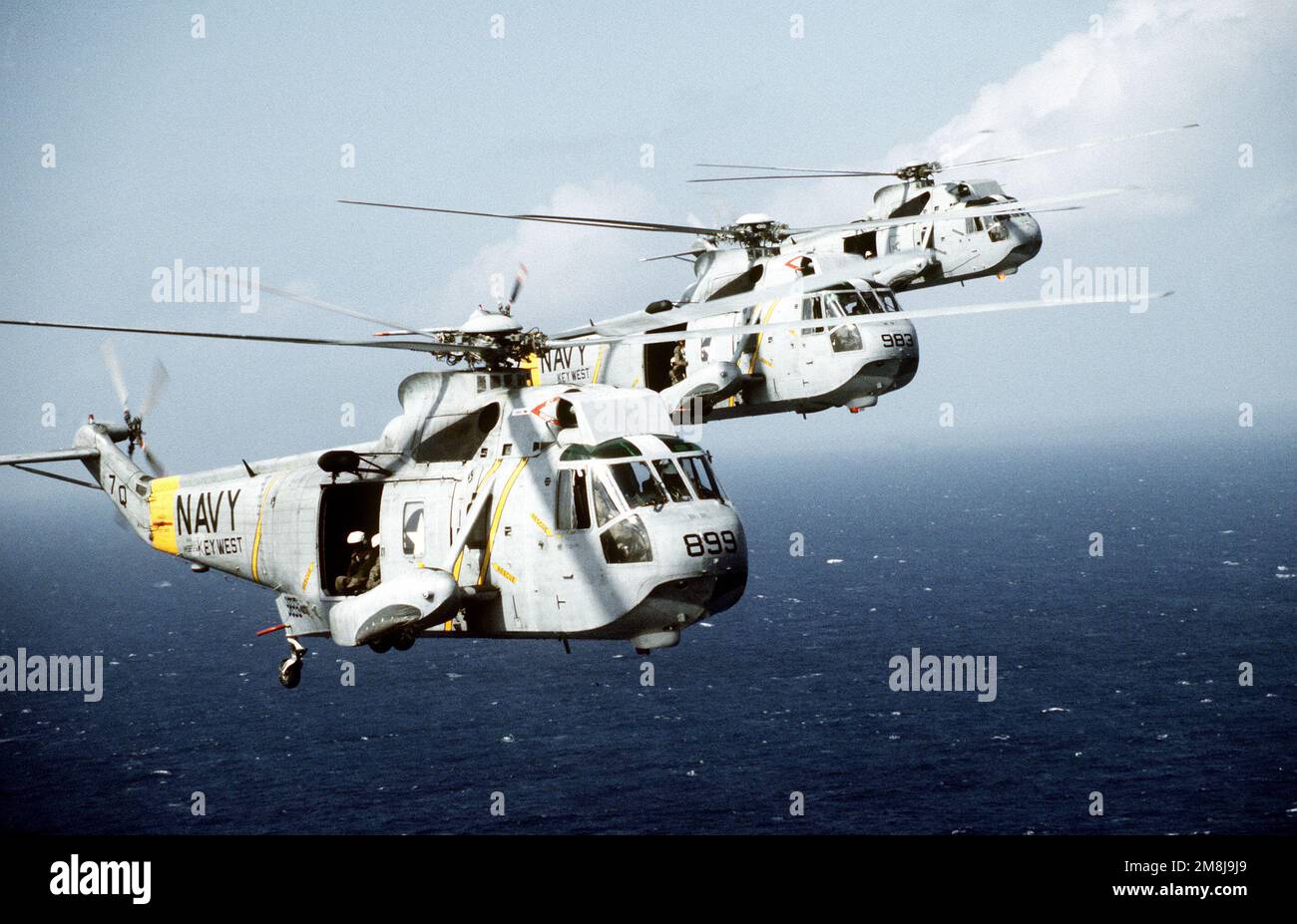 Three SH-3 Sea King Helicopters of the Naval Air Station Key West ...