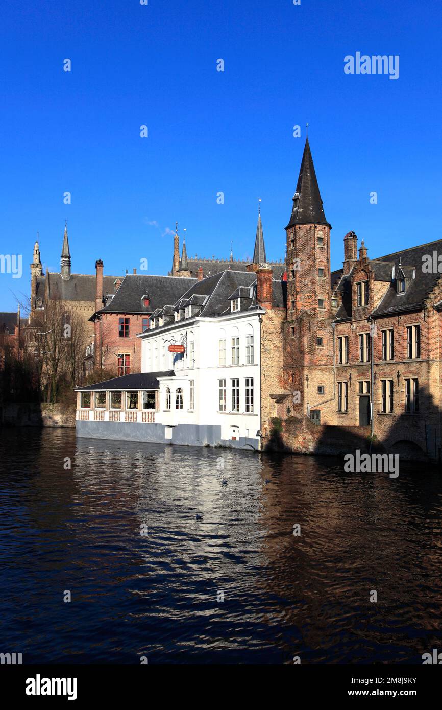 River Dijver and the Belfort, Rozenhoedkaai area, Bruges City, West ...