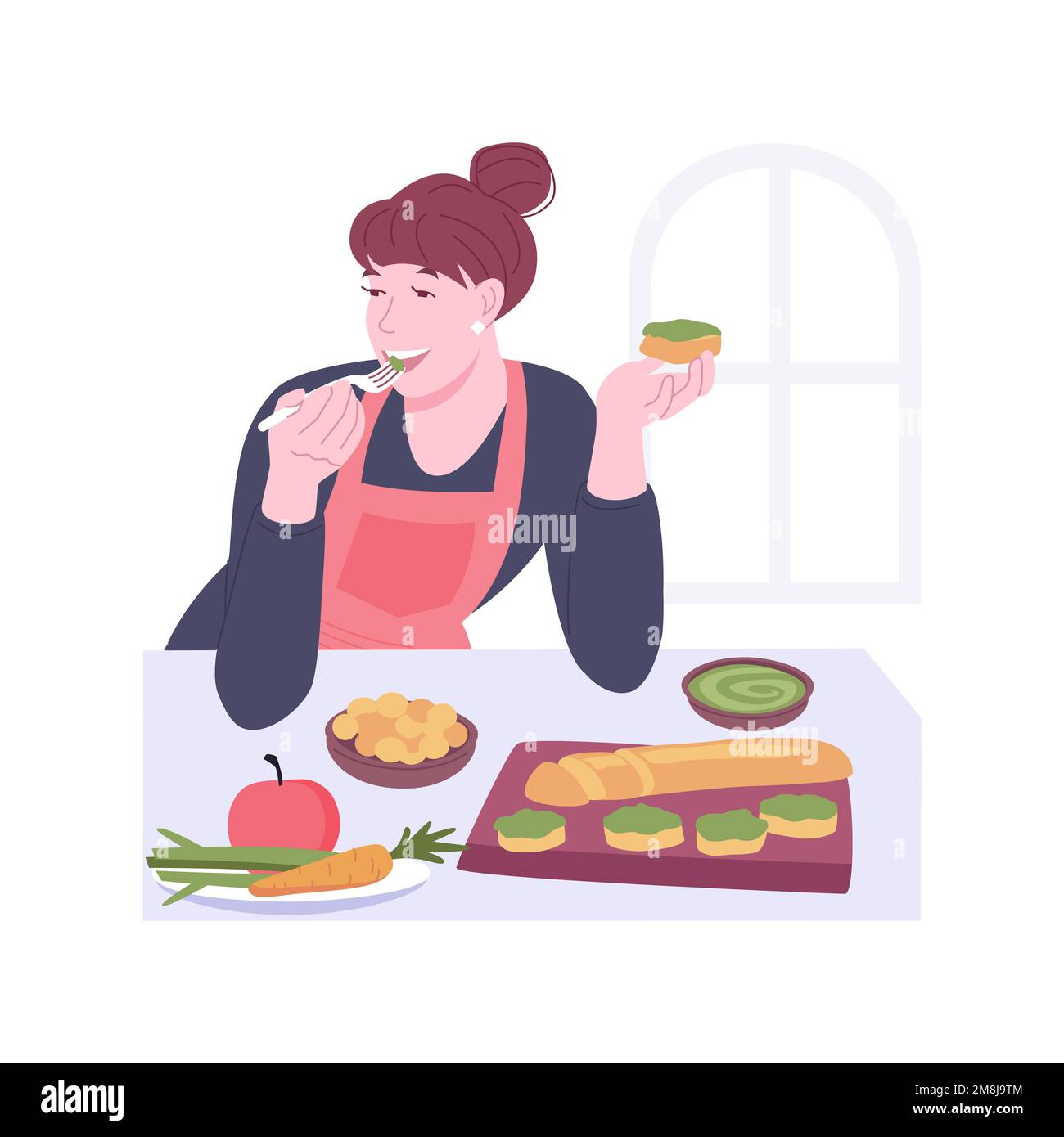 Healthy breakfast isolated cartoon vector illustrations. Young woman ...