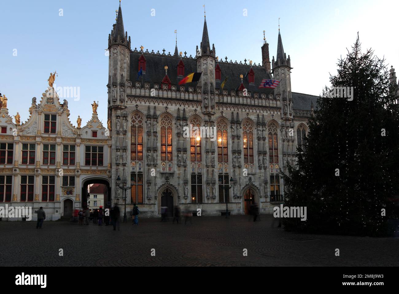 The City Hall exterior, Burg Square, Bruges City, West Flanders in the ...