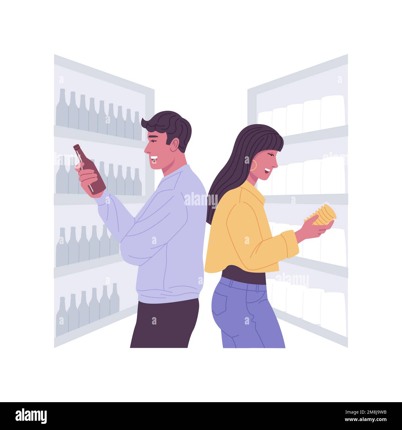 Reading labels at grocery store Stock Vector Images - Alamy