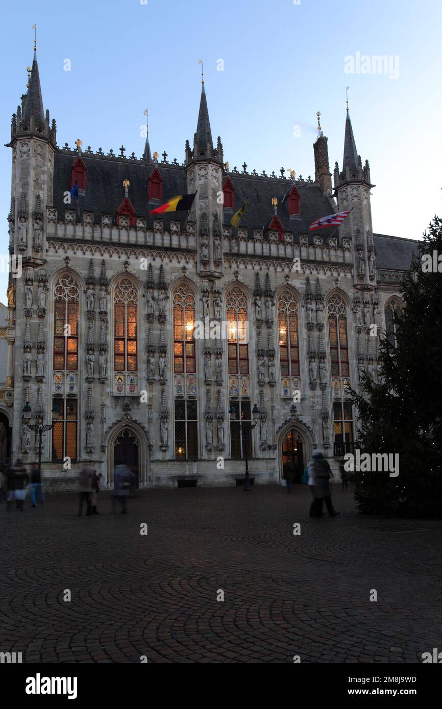 The City Hall exterior, Burg Square, Bruges City, West Flanders in the ...