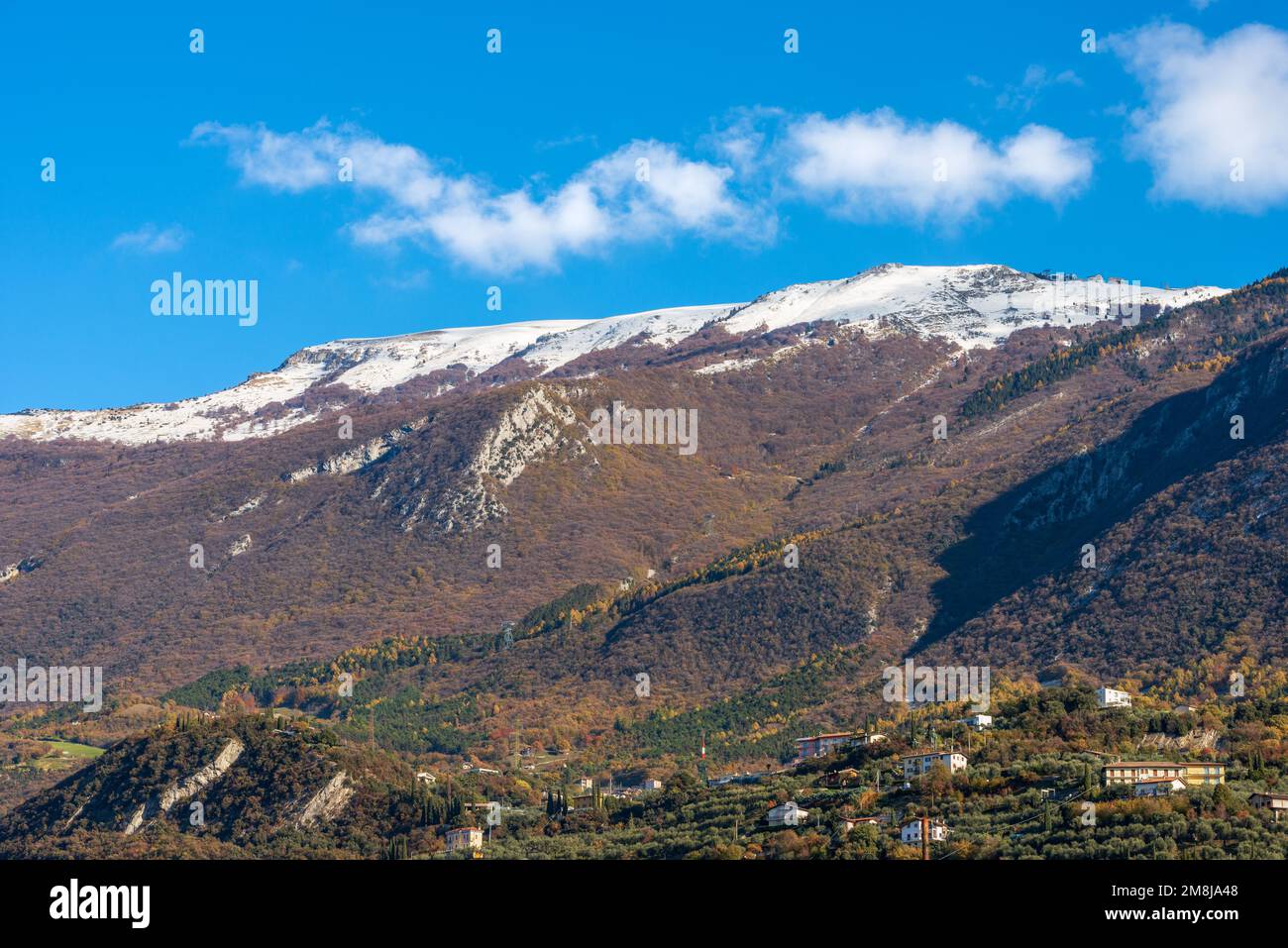 Mountain range of the Monte Baldo view from the small Malcesine village ...