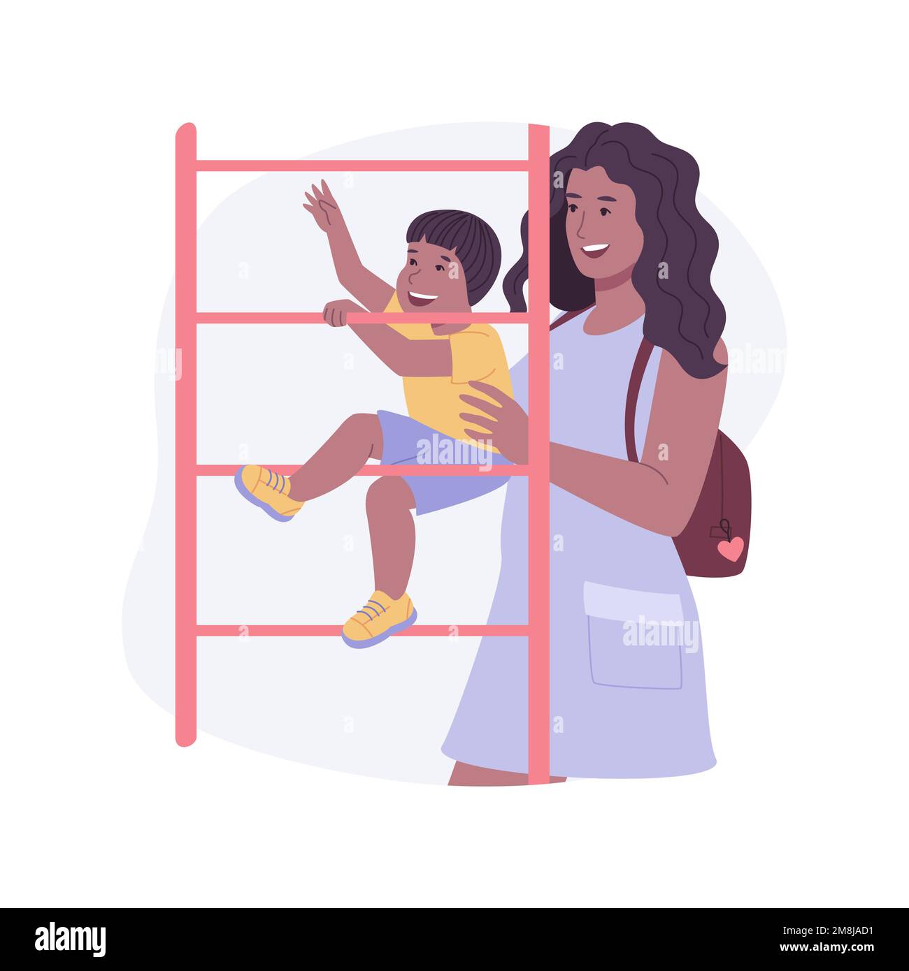 Playground facility isolated cartoon vector illustrations. Happy mom ...