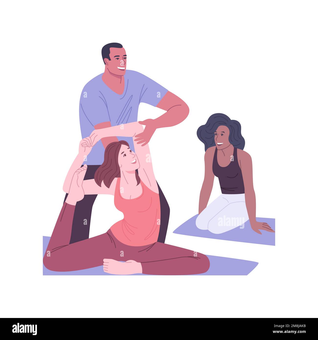 Yoga classes isolated cartoon vector illustrations. Group of people at yoga classes with ...