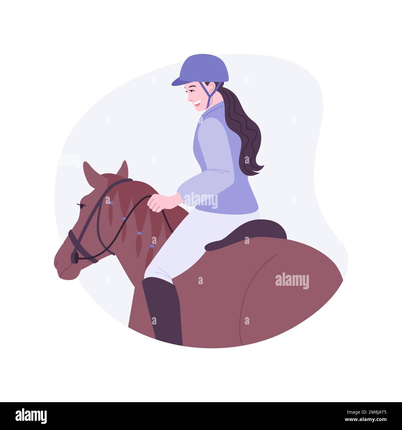 Horseback riding isolated cartoon vector illustrations. Beautiful girl ...