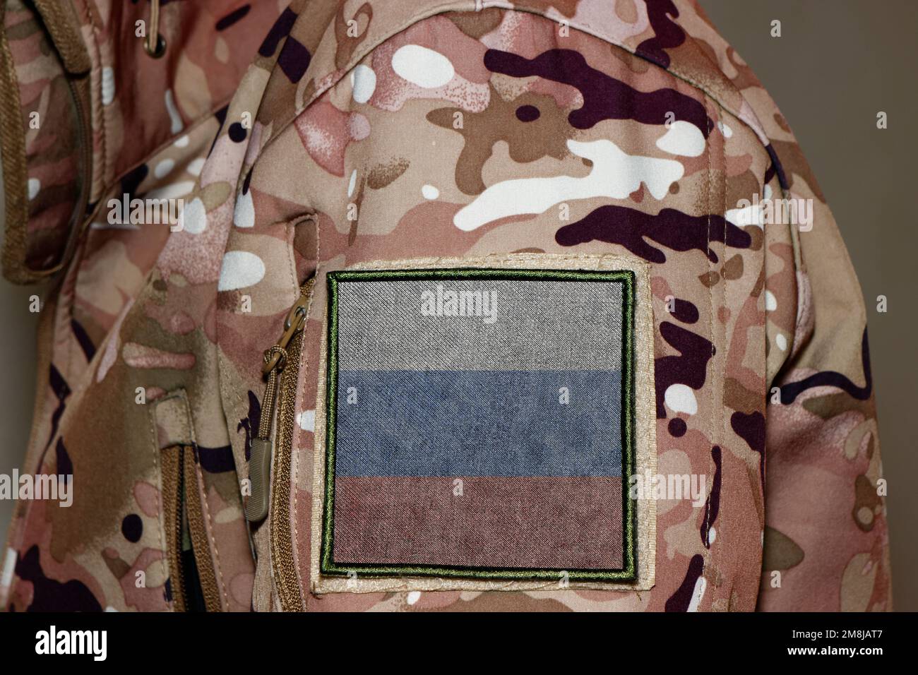 Russia Soldier. Soldier with flag Russia, Russia flag on a military ...