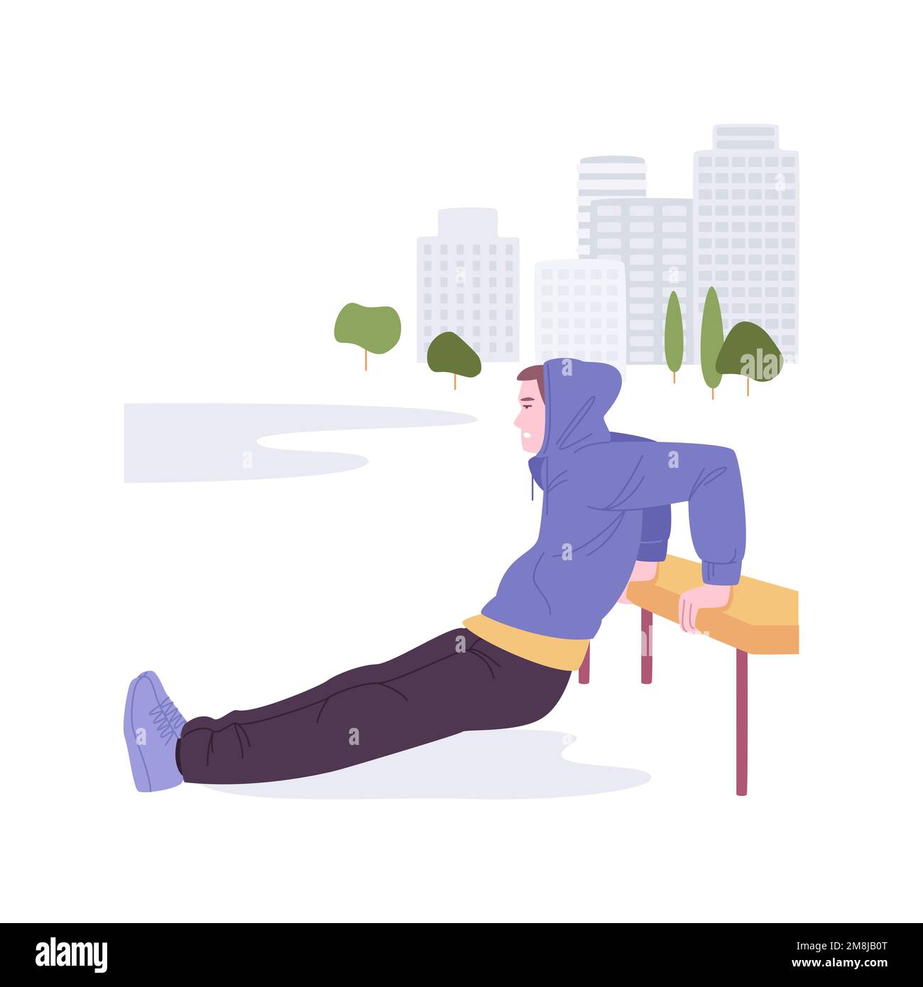 Street workout isolated cartoon vector illustrations. Boy pushing up ...