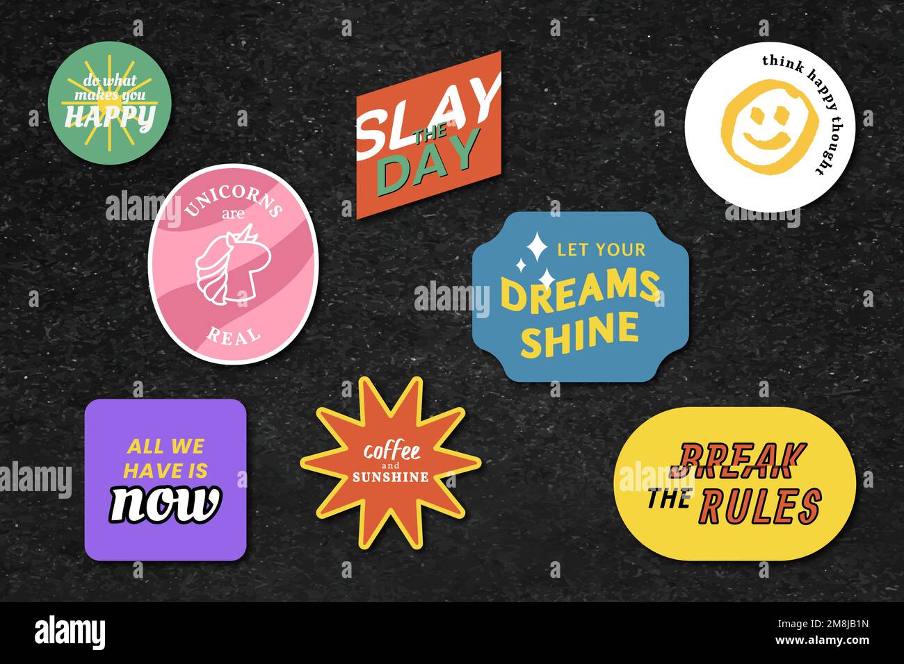 Retro text sticker colorful vector set Stock Vector Image & Art - Alamy