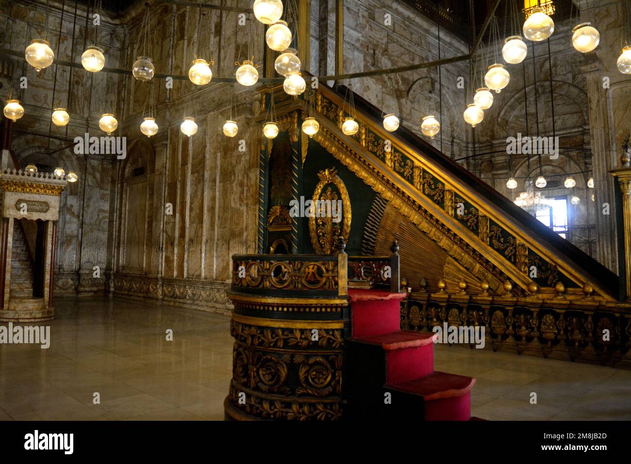 Details of prayer niche and mosque pulpit of The great mosque of ...