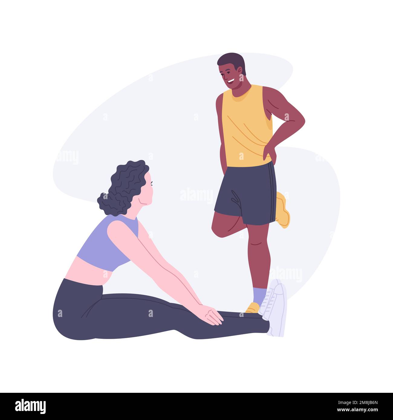 Post workout stretch isolated cartoon vector illustrations. Friends ...