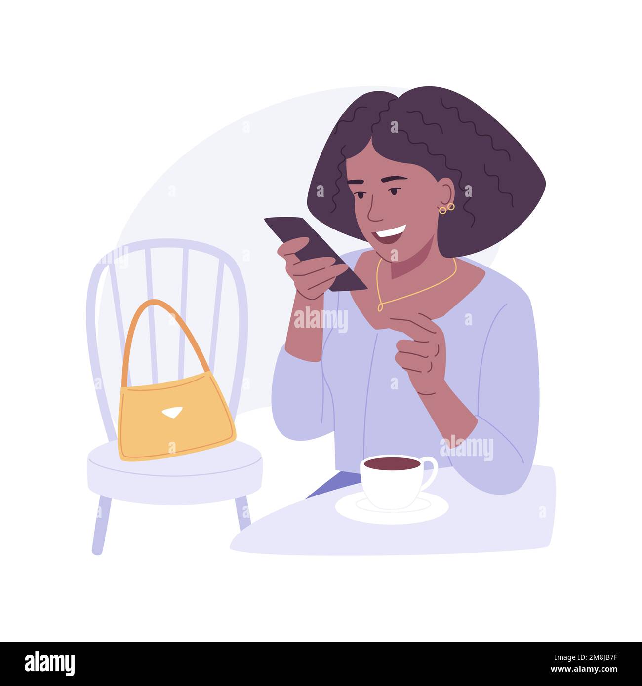 Calling friends isolated cartoon vector illustrations. Beautiful girl ...