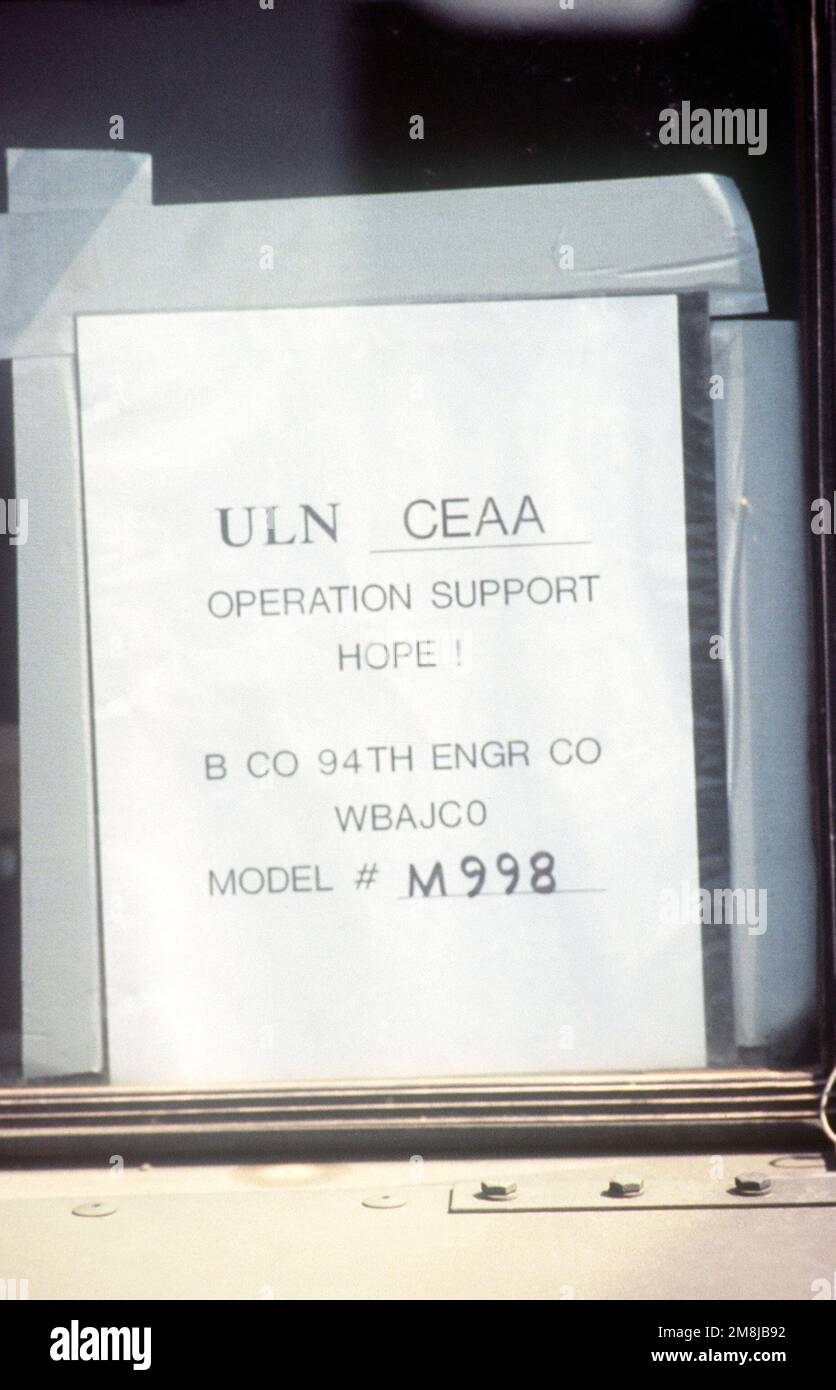 Operation Support Hope sign. Subject Operation/Series: Support Hope ...