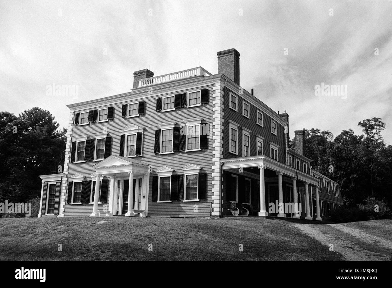 The Codman house stands high on a hill above the rest of the property ...