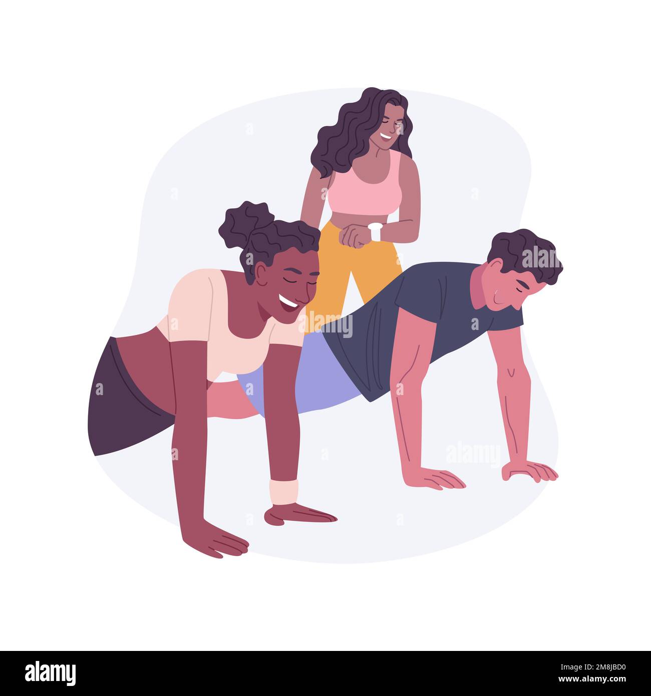 Training group isolated cartoon vector illustrations. Group of young ...