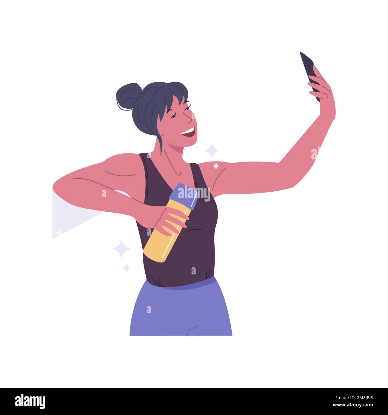 Motivate friends isolated cartoon vector illustrations. Muscular girl ...