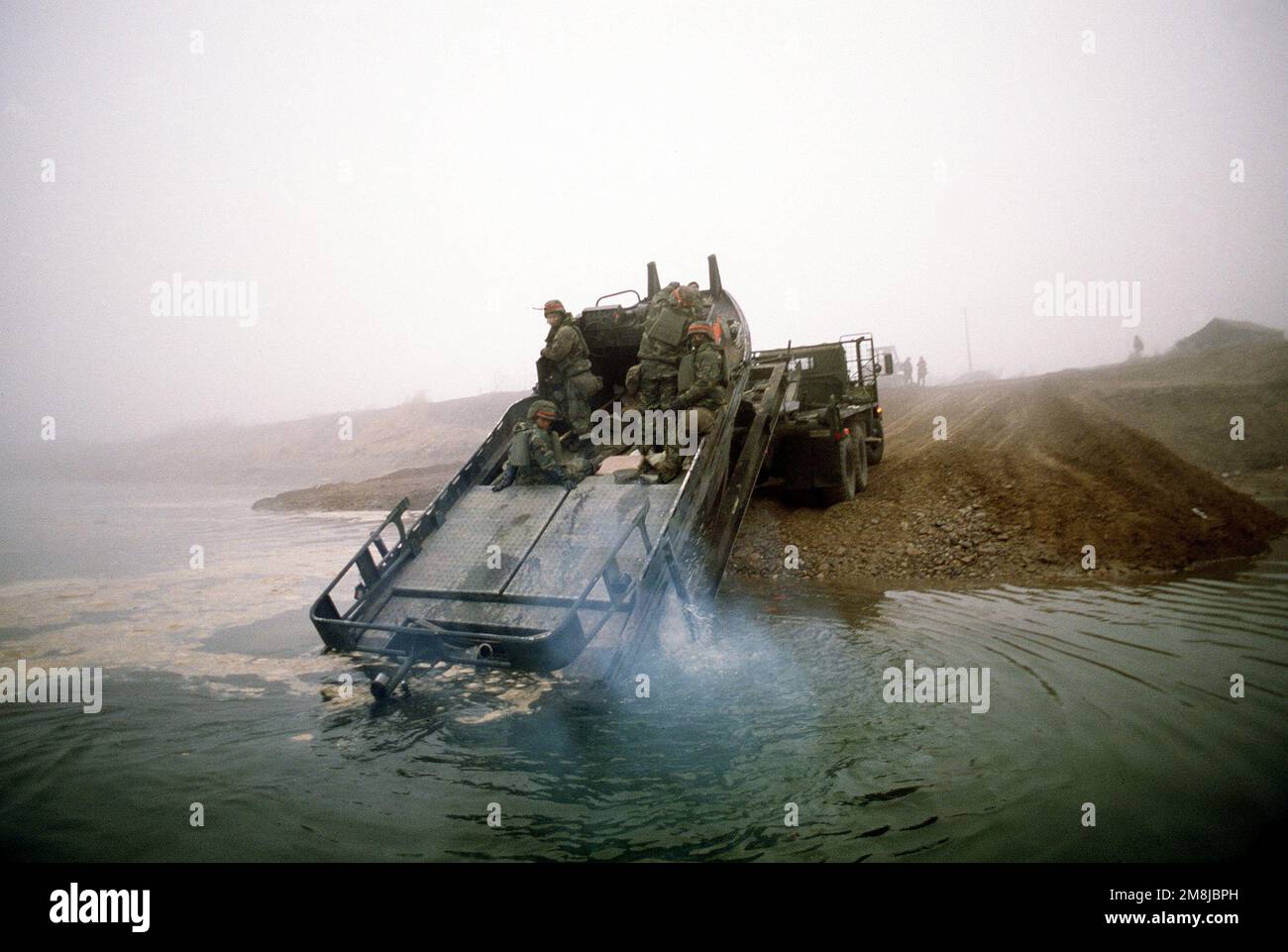 A Mark 2 Combat Support Boat is lowered into the waters of the Namhan ...