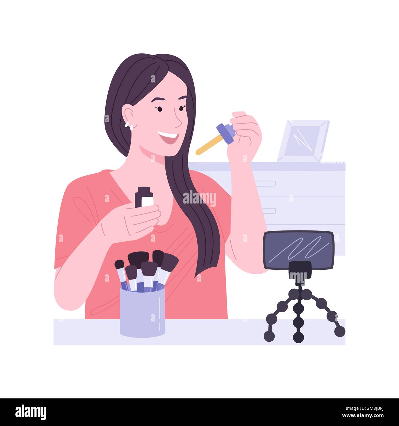 Applying essential oils isolated cartoon vector illustrations. Young ...