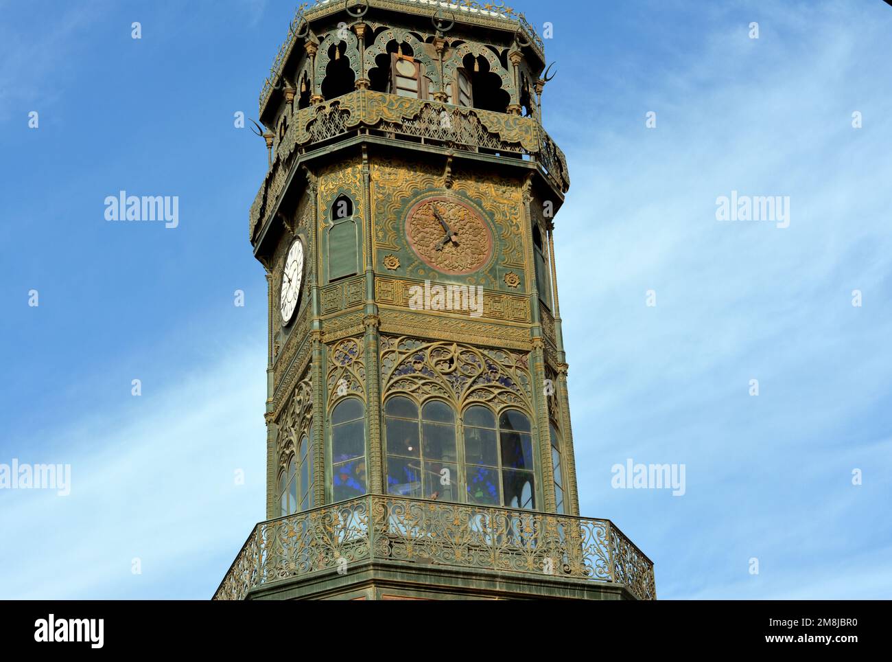 The clock tower of The great mosque of Muhammad Ali Pasha or Alabaster ...