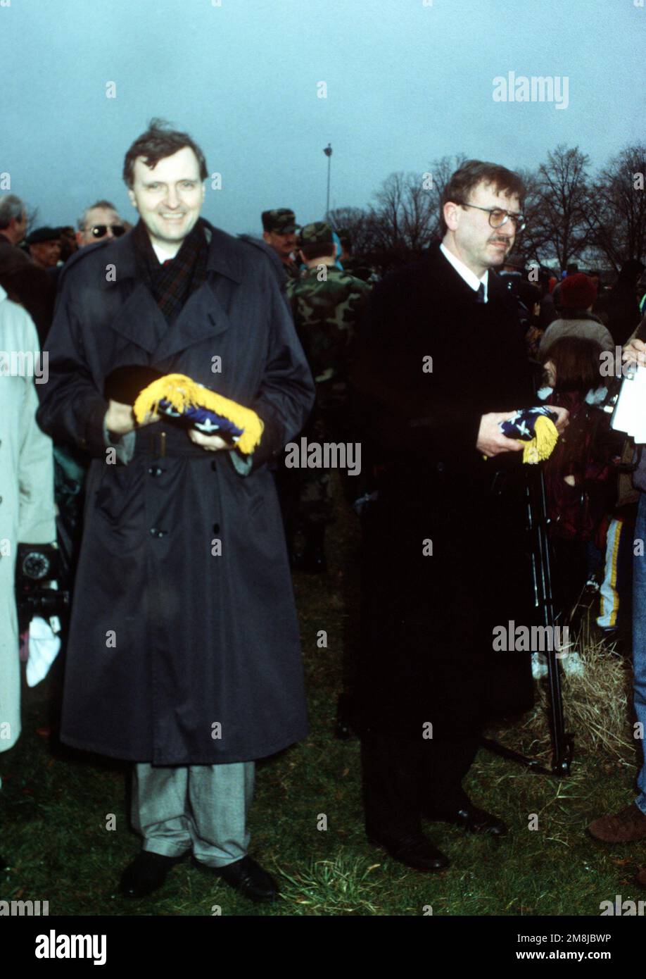 Mr. Maier, the mayor of the city of Fulda, is presented a flag by COL ...
