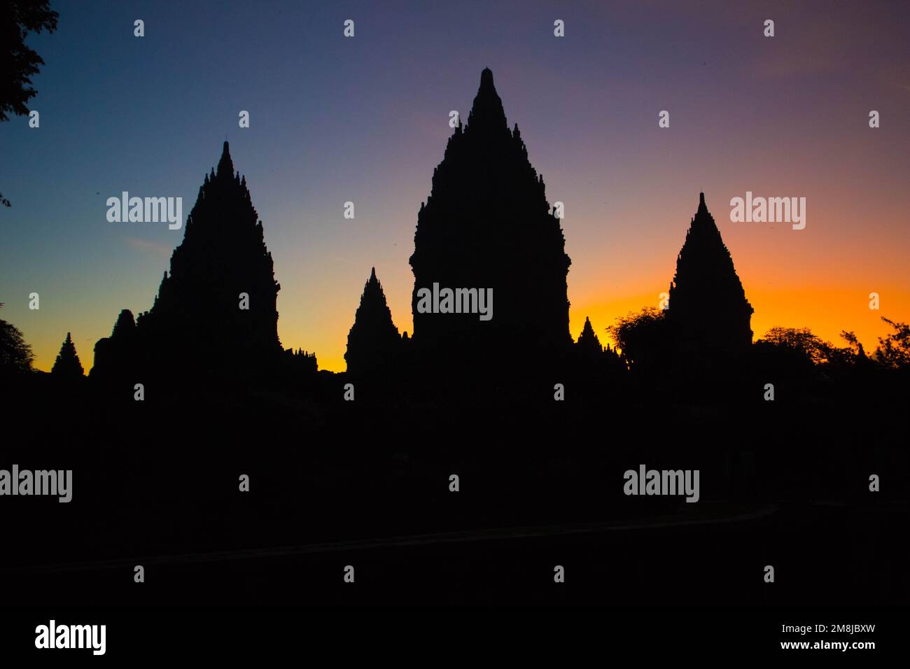 Silhouette Prambanan temple in the morning. sunrise in prambanan temple ...