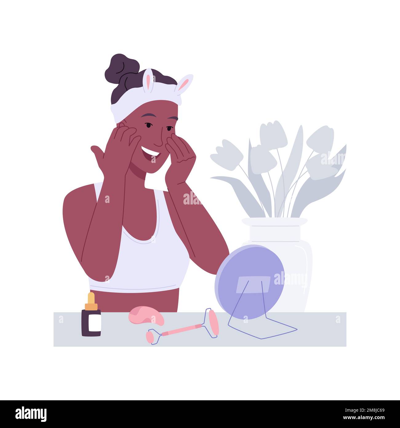 Face massage isolated cartoon vector illustrations. Attractive woman ...