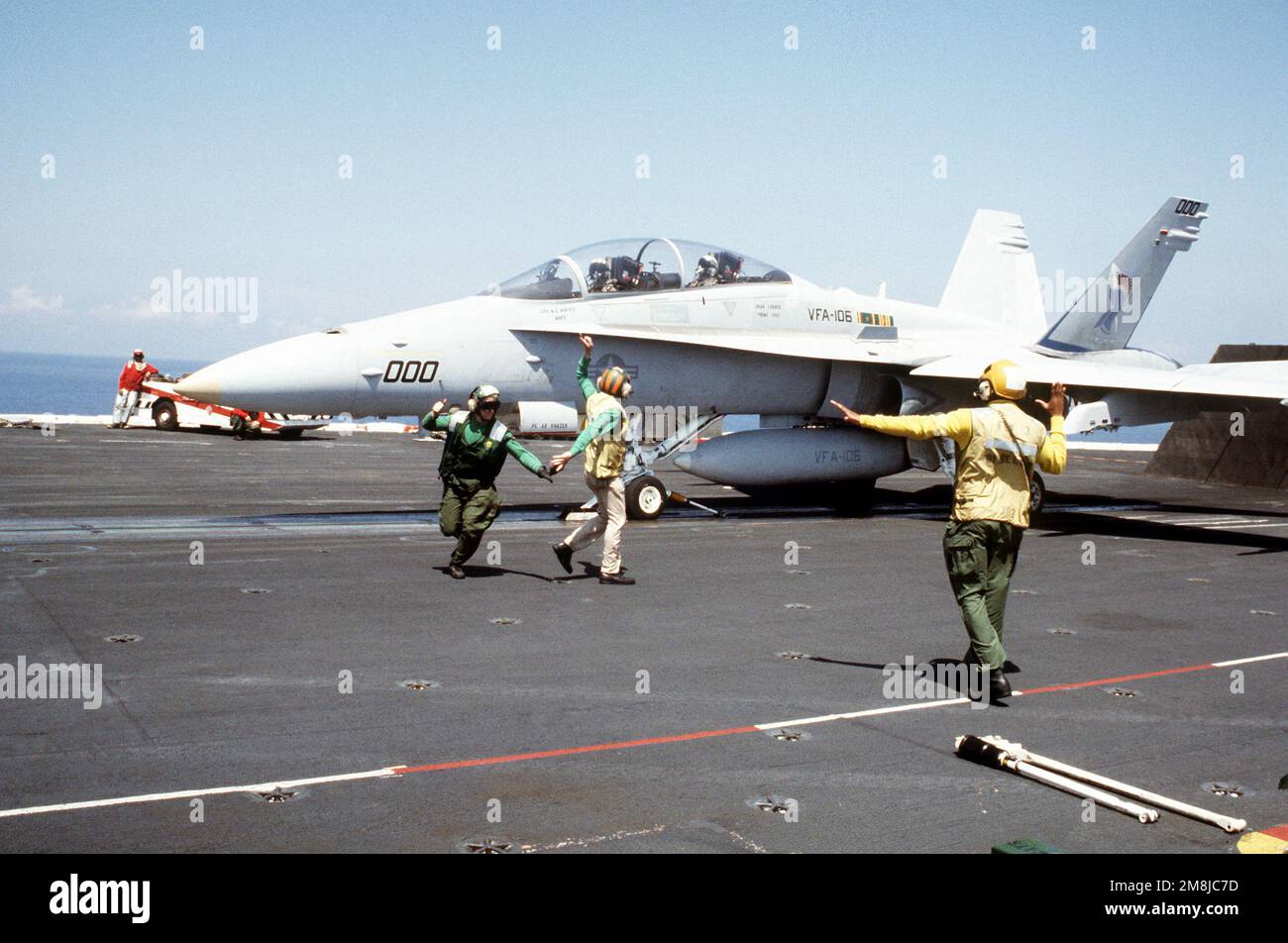 An F/A-18C Hornet aircraft of Strike Fighter Squadron 106 (VFA-106 ...