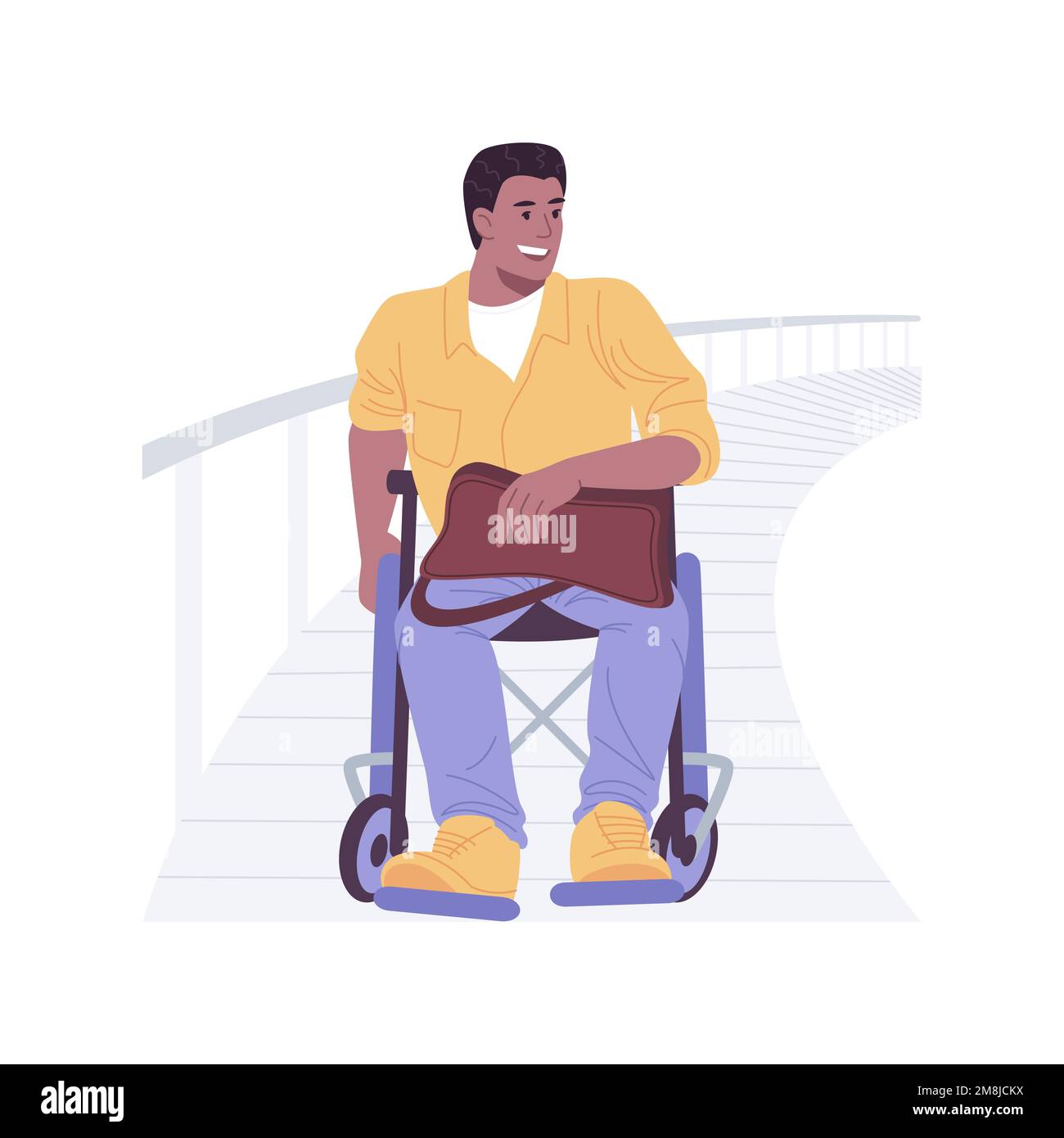 Accessible path isolated cartoon vector illustrations. Paralyzed man in ...