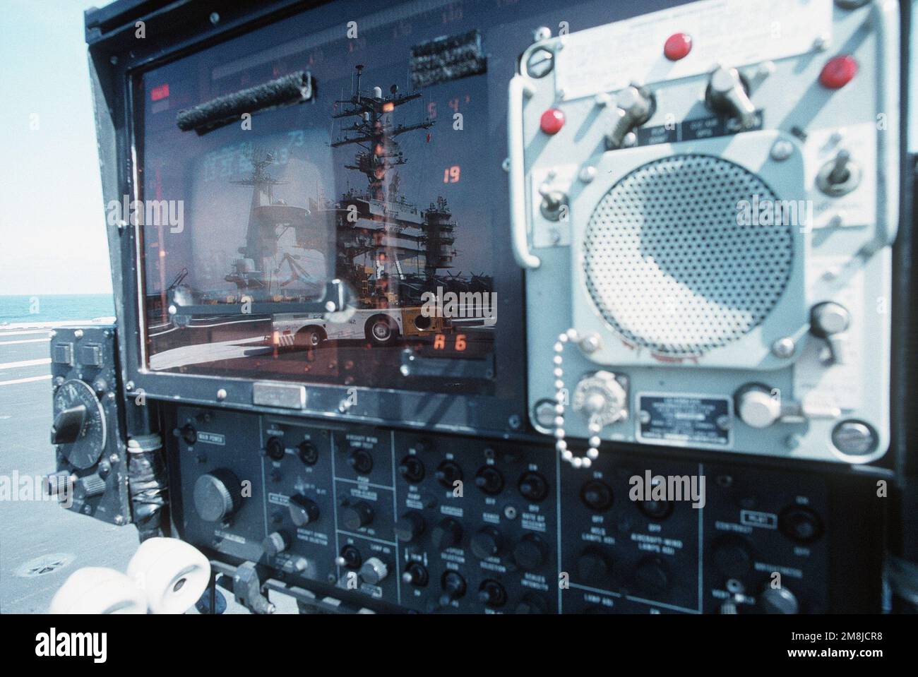 Close-up view of the view display console of the aircraft Landing ...