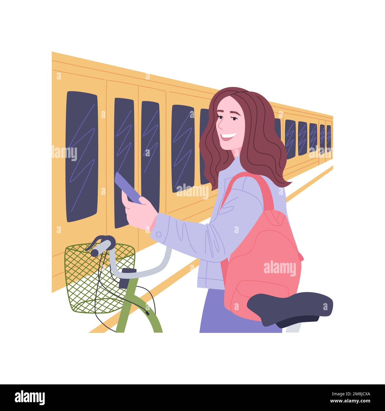 Bike transportation facility isolated cartoon vector illustrations ...