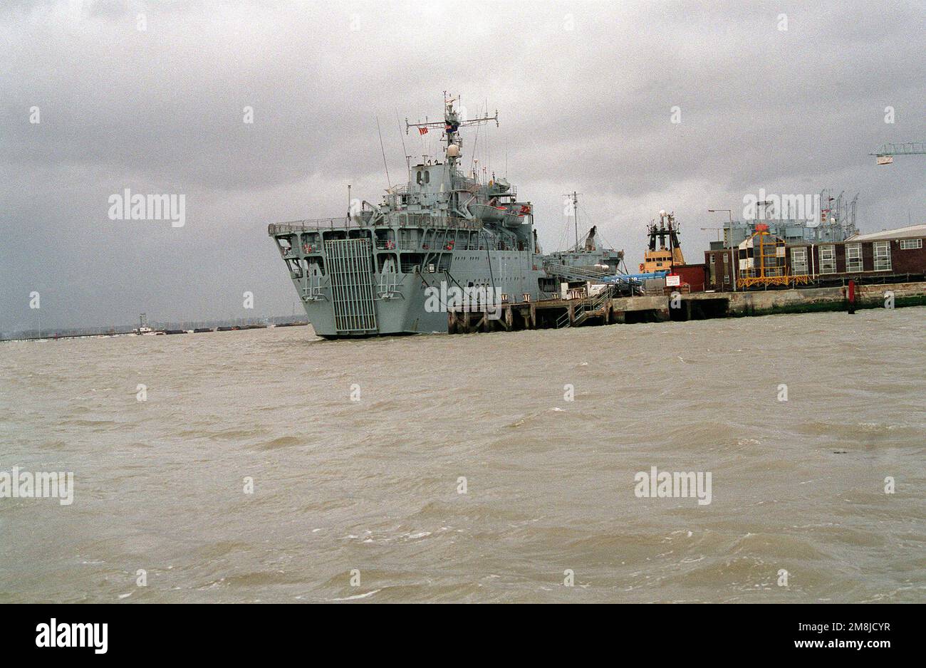 A starboard quarter view of the tank landing ship HMS SIR PERCIVALE (L ...