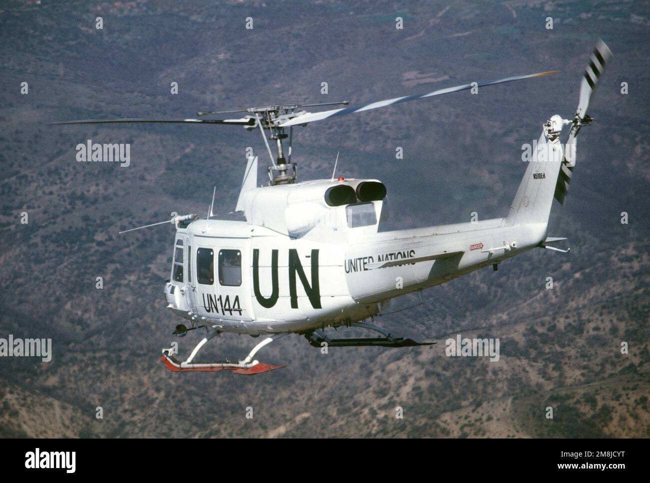 United Nations helicopter near the Serbian border in support of Provide ...