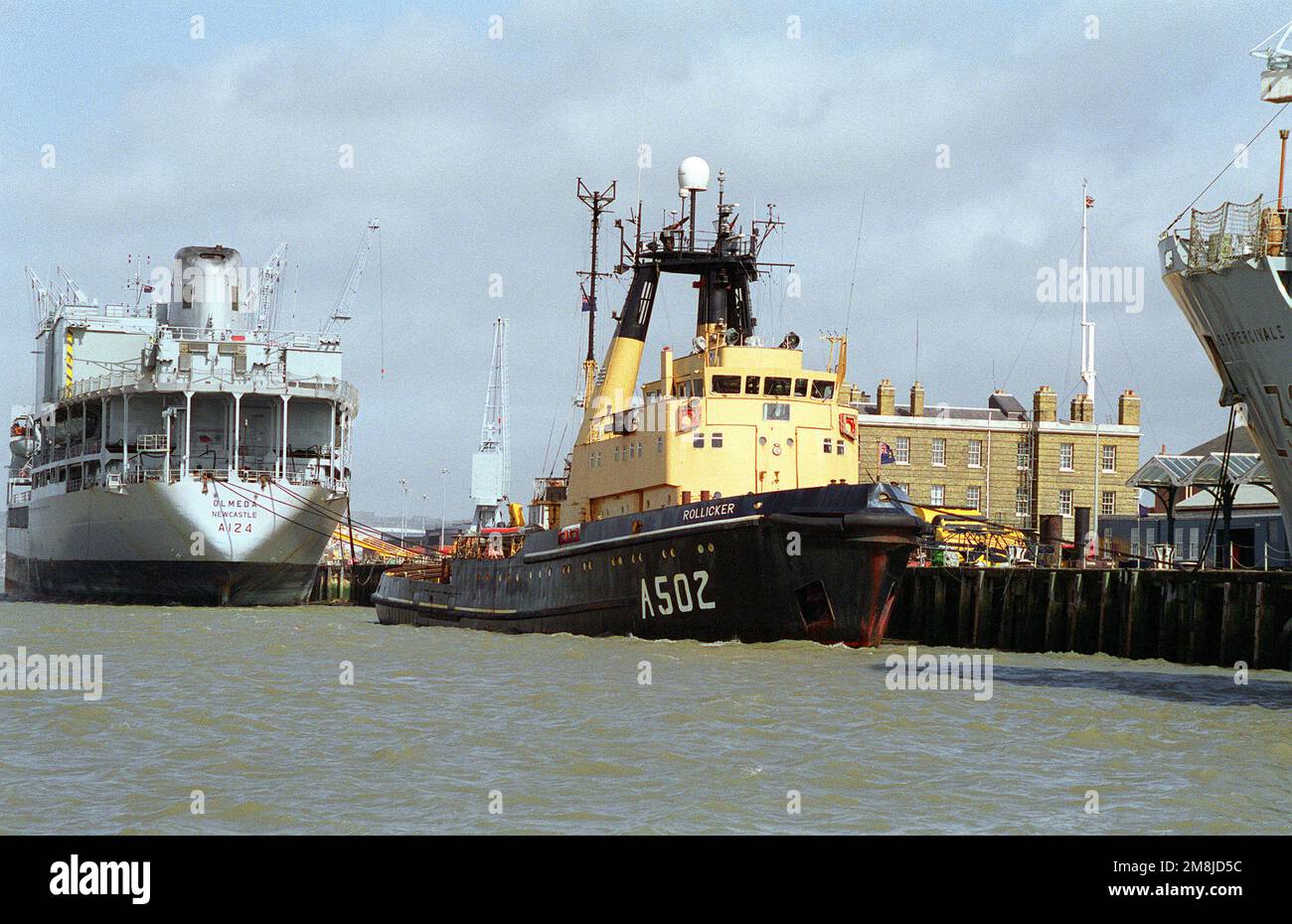 A starboard bow view of the Royal Maritime Auxiliary Service Roysterer ...