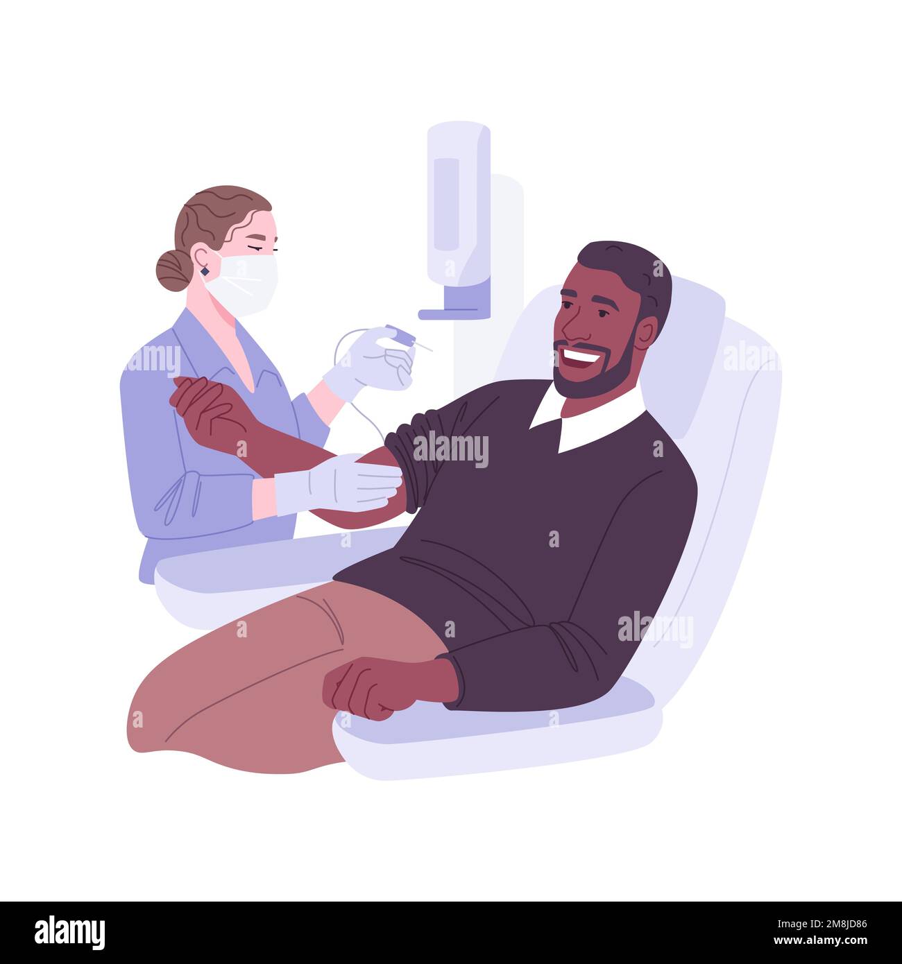Blood donation isolated cartoon vector illustrations. Smiling guy ...