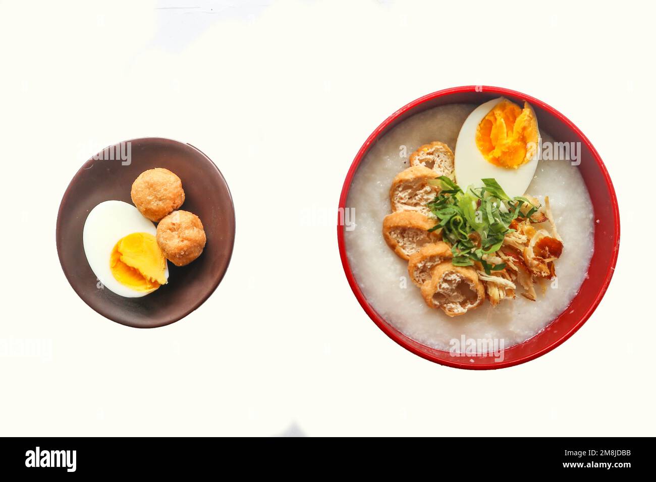 congee porridge with chicken slice, tofu, egg. congee porridge from ...