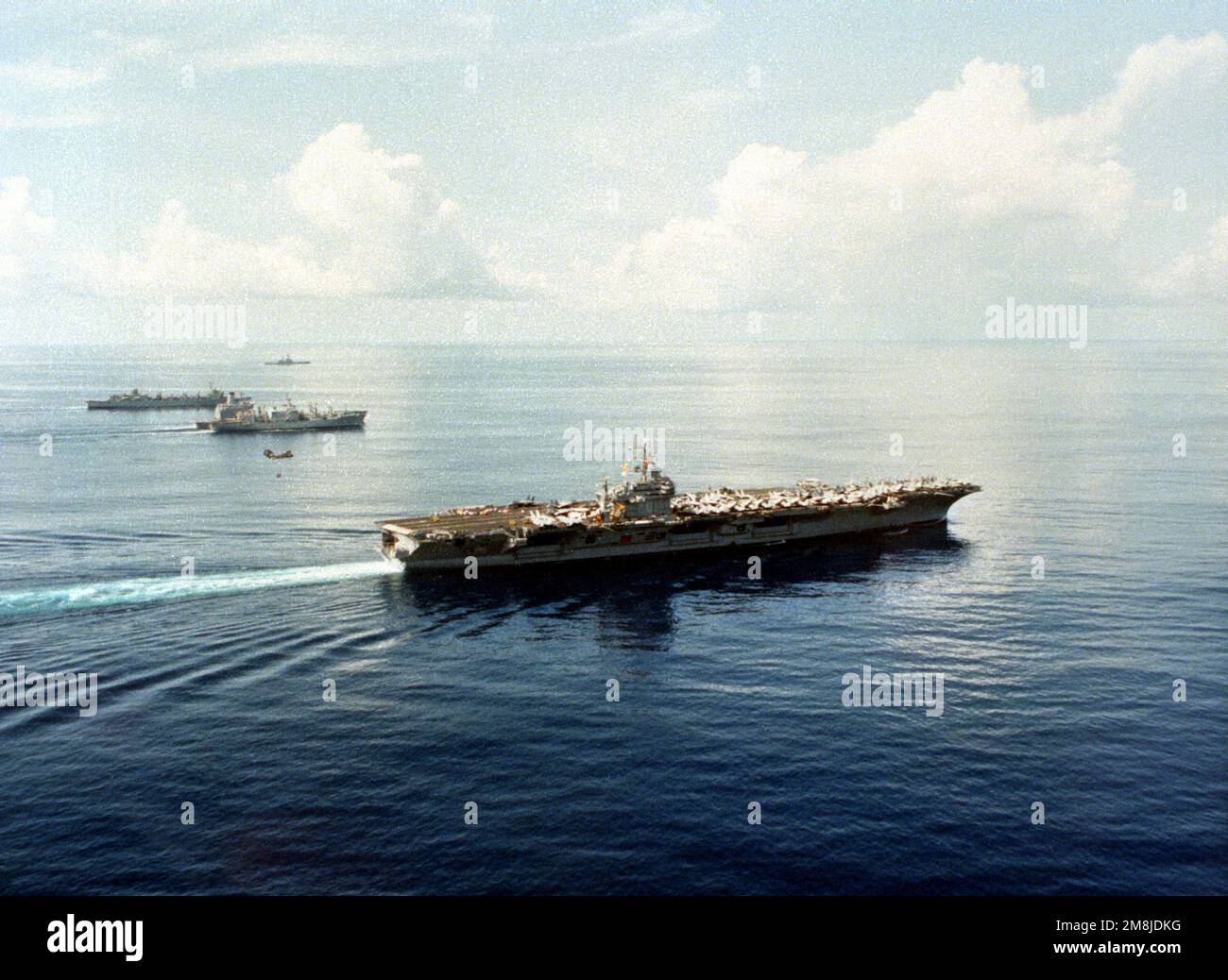 An aerial view of the CARL VINSON Battle Group during a vertical ...