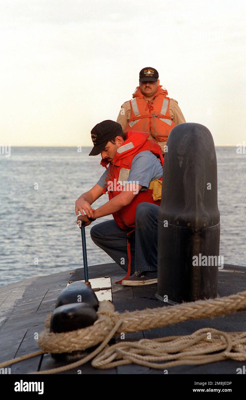 Onboard the nuclear-powered attack submarine USS NORFOLK (SSN-714 ...