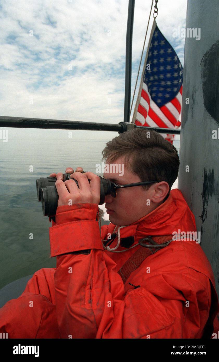 SEAMAN (SN) Chad Plambeck stands lookout duty aboard the nuclear ...