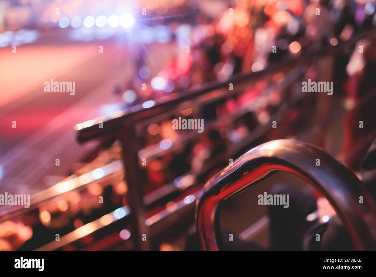 View of a big crowded concert hall arena before the show, venue with ...