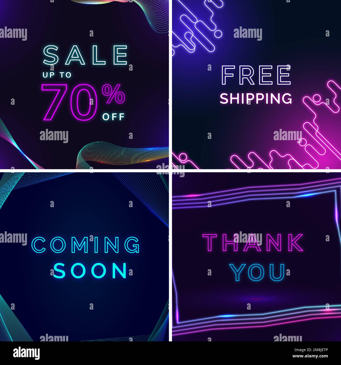 Sale neon advertisement template vector set Stock Vector Image & Art ...