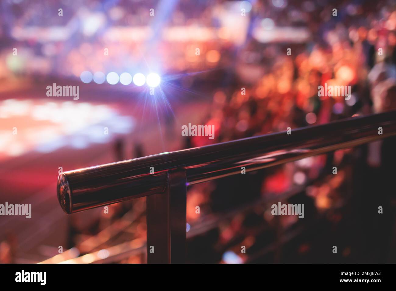 View of a big crowded concert hall arena before the show, venue with ...