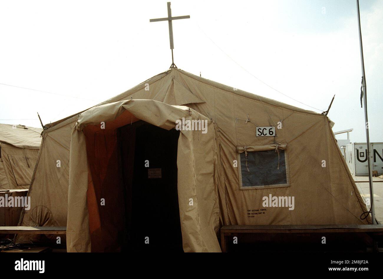 Outside view of the chapel on the American Contingent at Camp Pleso ...