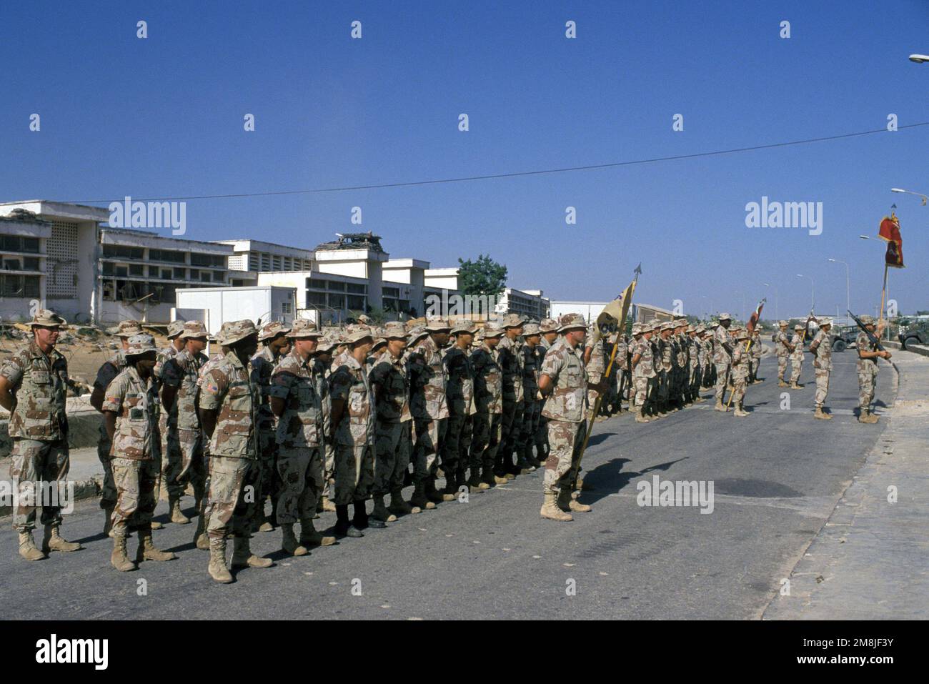 The 46th Forward Support Battalion (FSB) stands in formation at a ...
