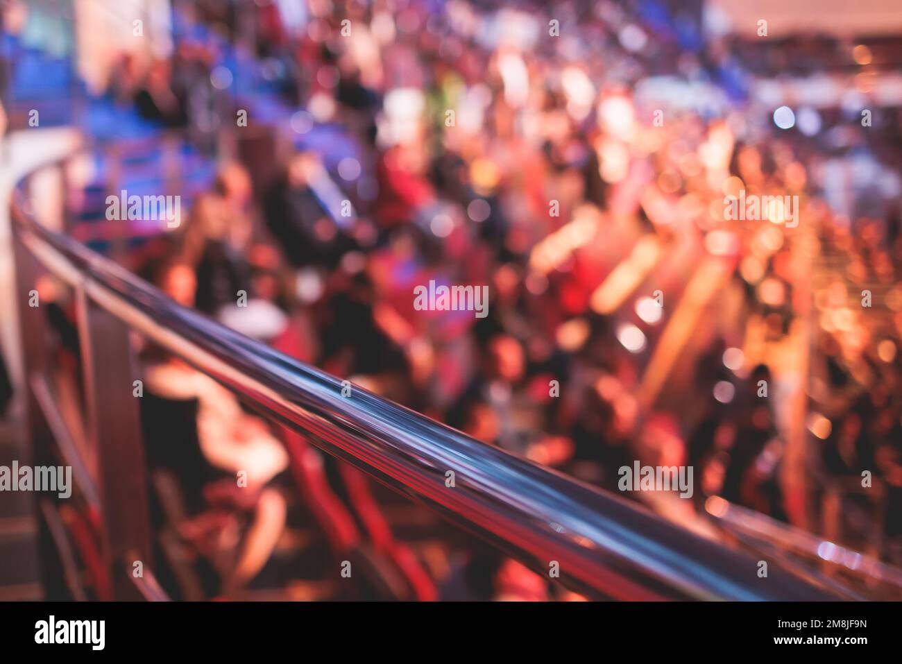 View of a big crowded concert hall arena before the show, venue with ...