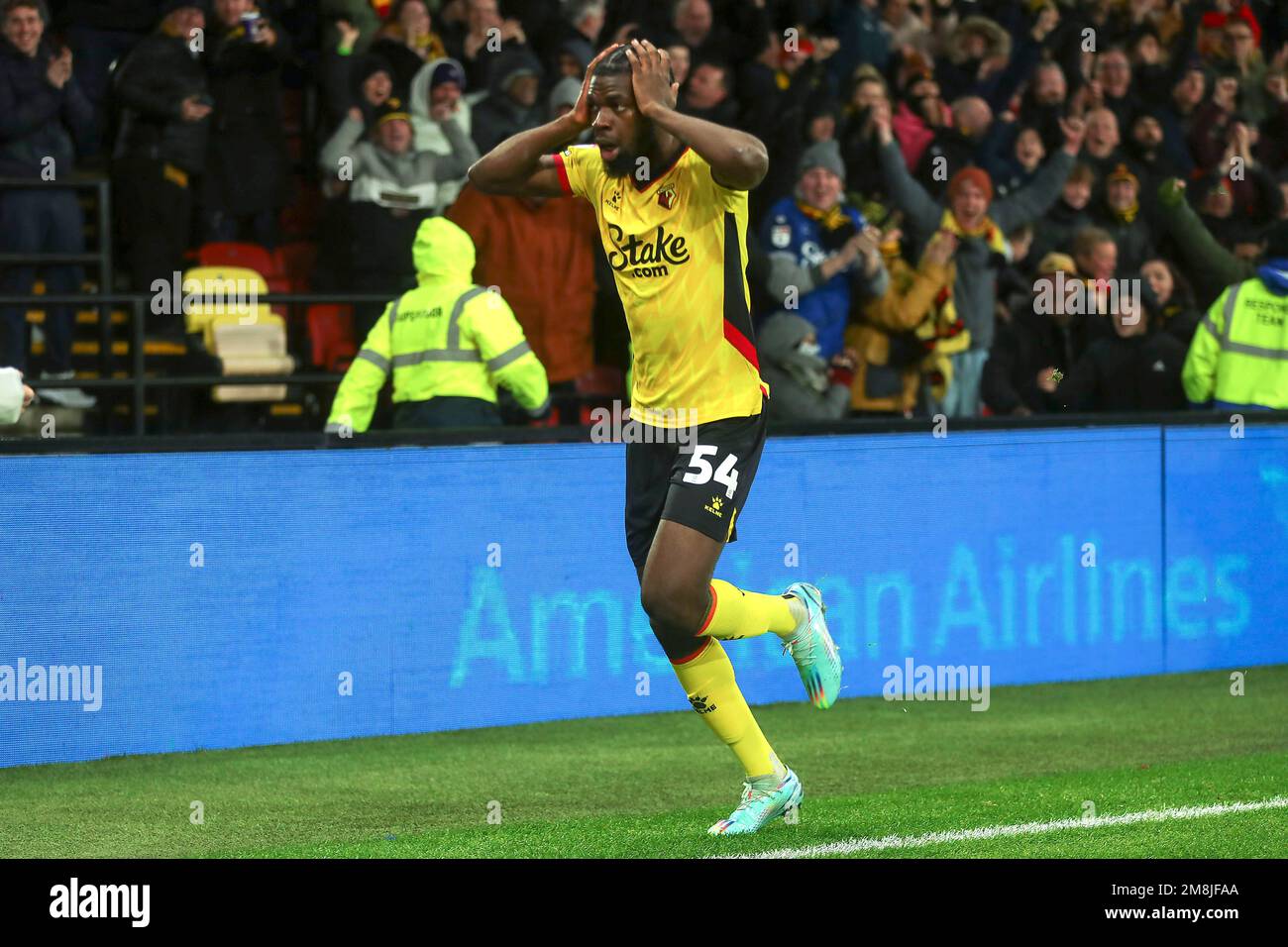 Watford's Tobi Ademeyo celebrates scoring their side's first goal of ...