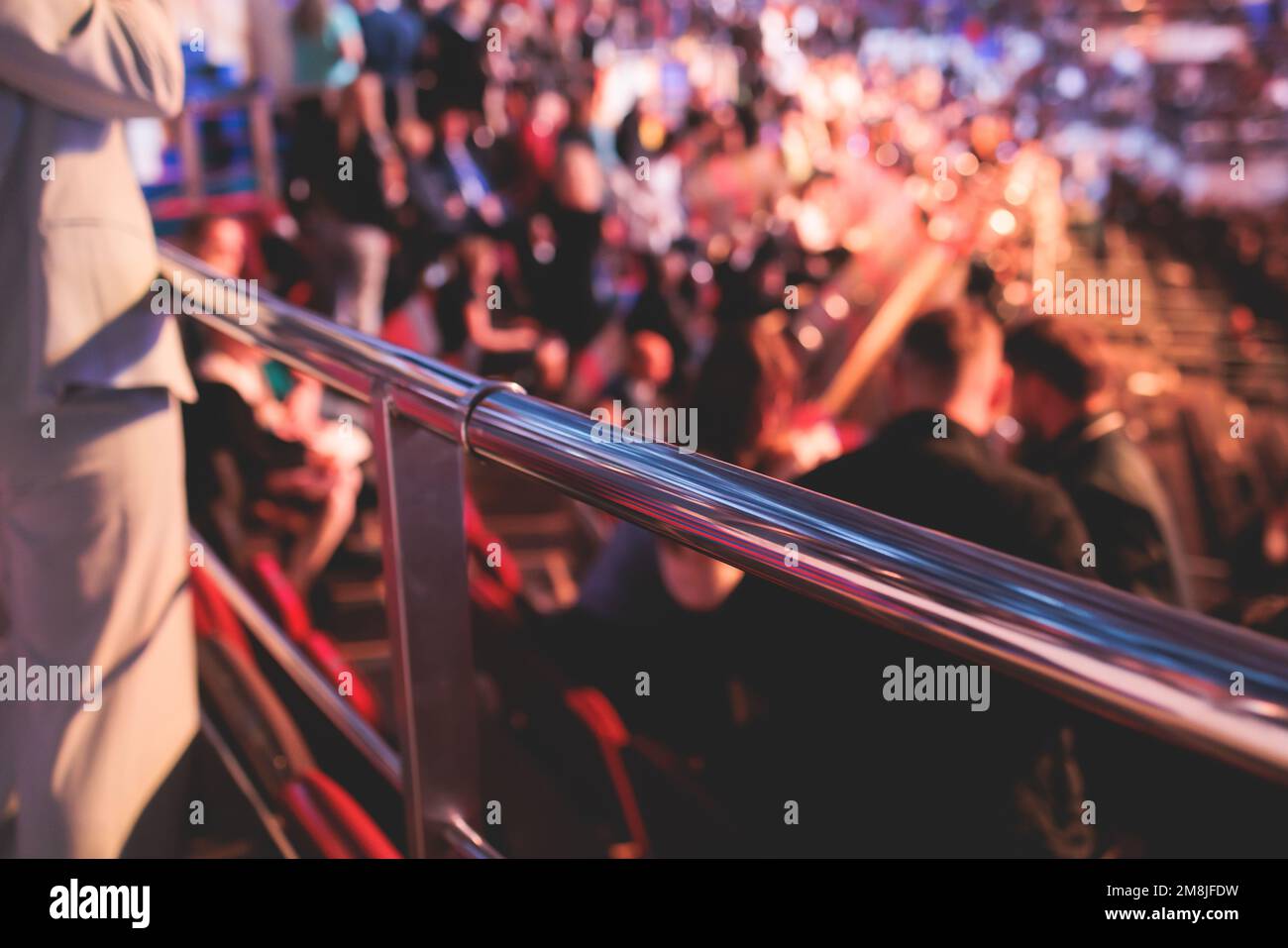 View of a big crowded concert hall arena before the show, venue with ...