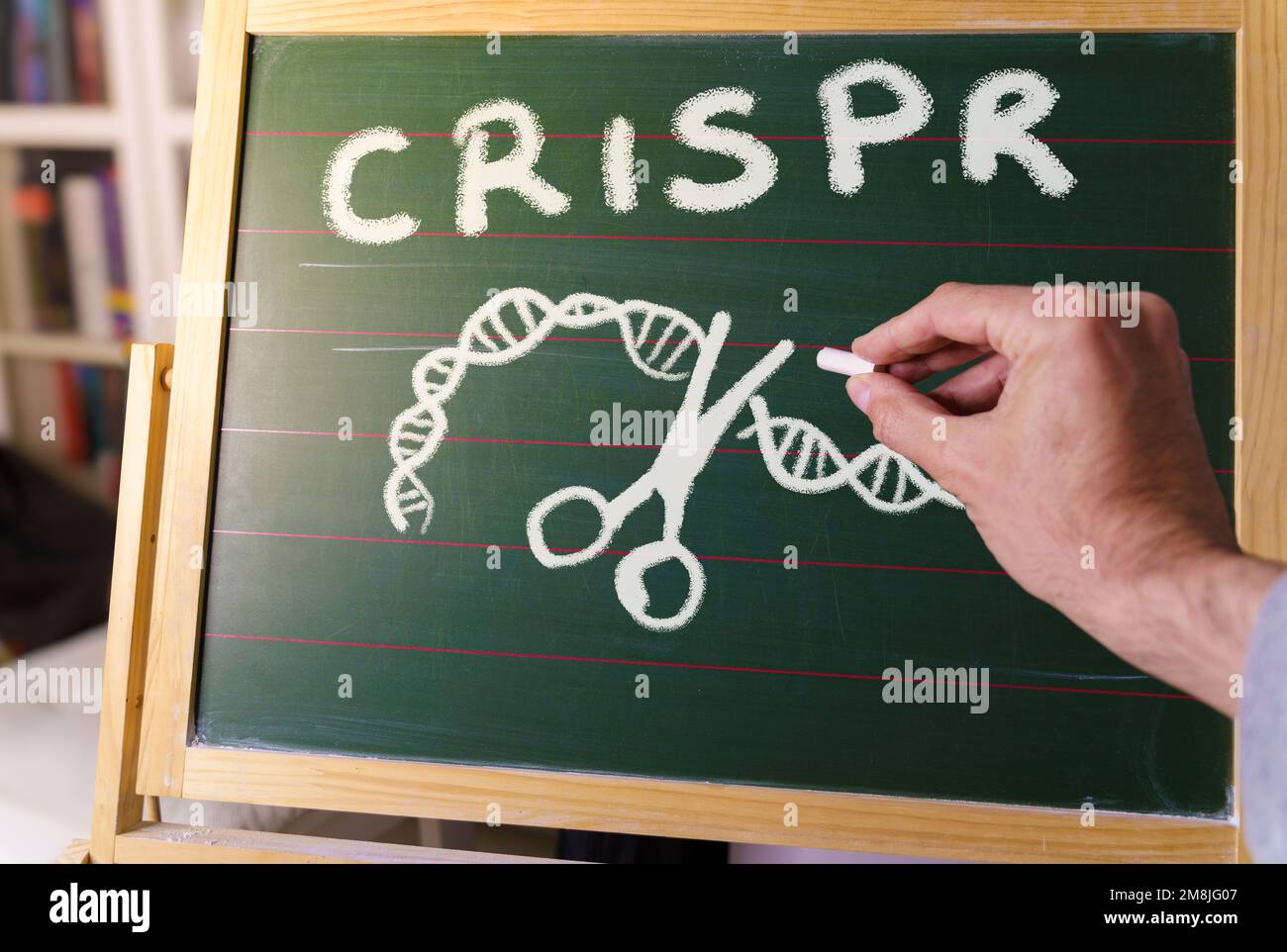 Professor teaching the CRISPR technique on a blackboard Stock Photo - Alamy